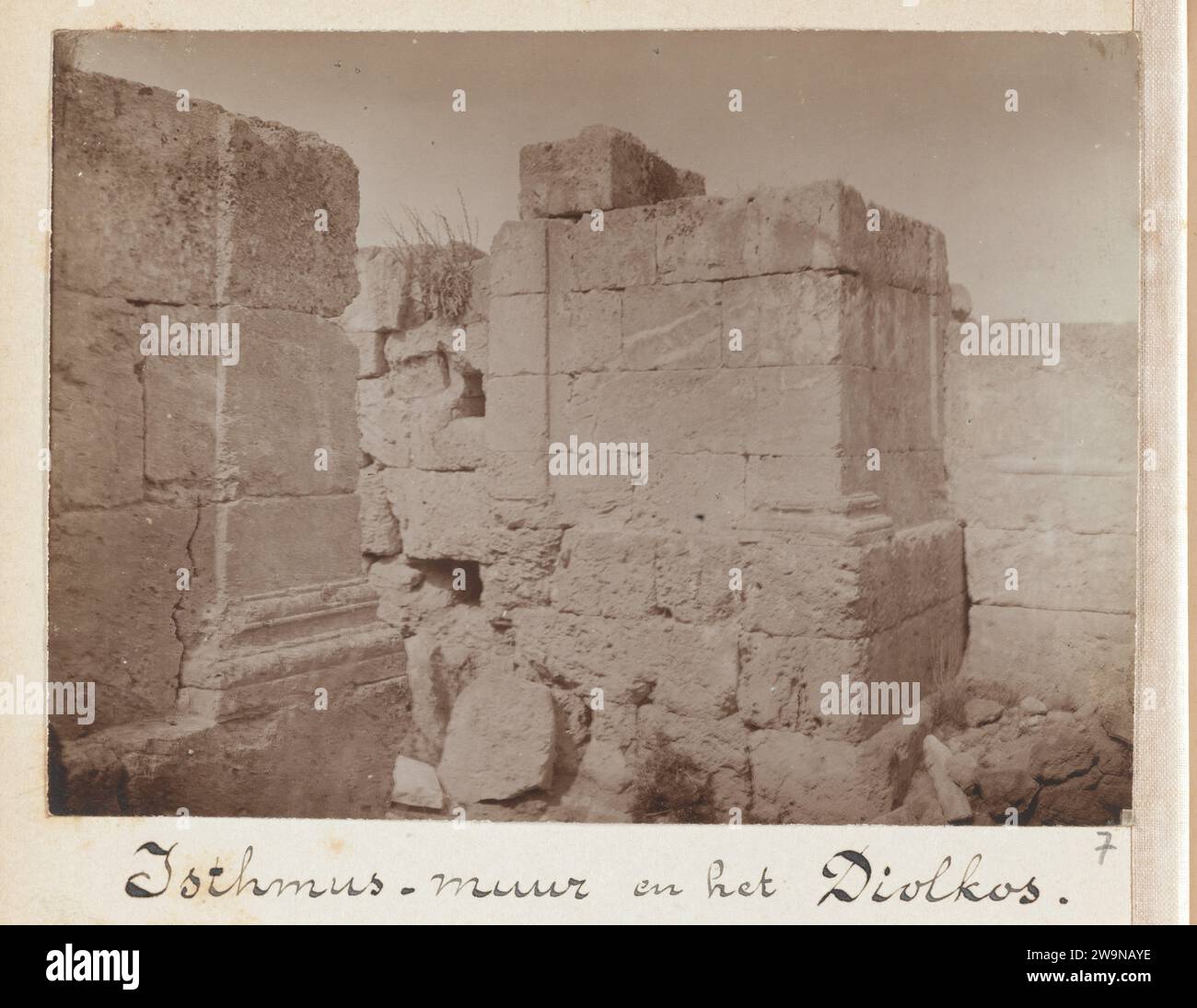 View of the wall of Isthmus (Grandgus of Corinth) and the Dibolkos (a ...