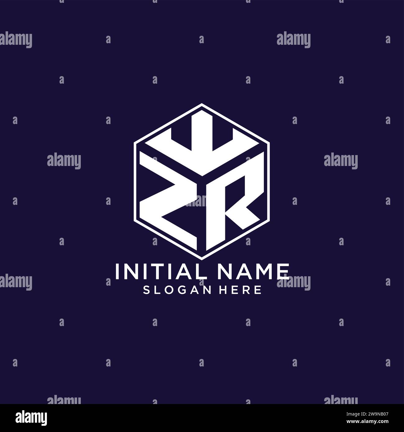 Initials ZR logo hexagon shape, creative geometric logo design concept ...