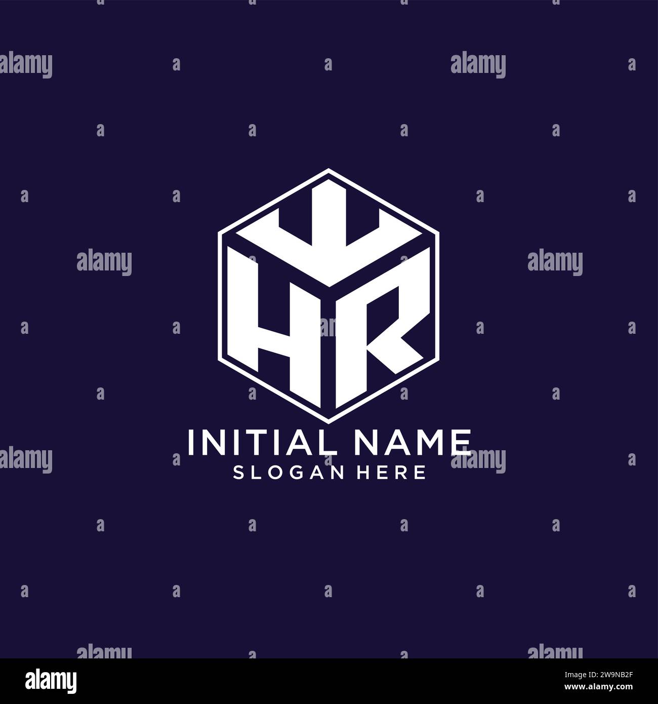 Initials HR logo hexagon shape, creative geometric logo design concept ...