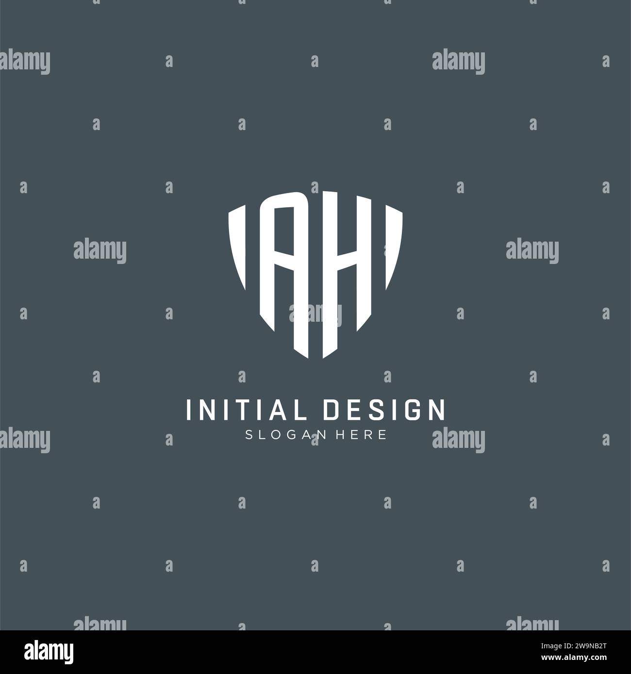 Initials AH logo shield guard shape, creative logo design concept ...