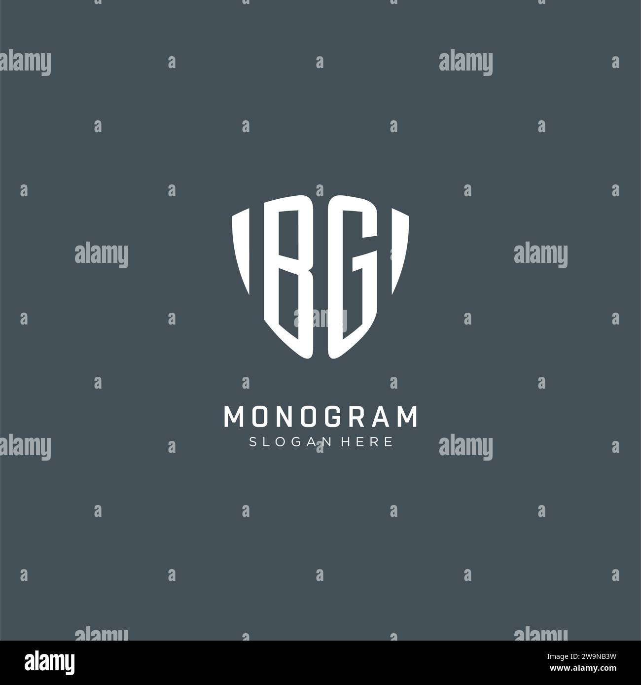 Initials BG logo shield guard shape, creative logo design concept ...