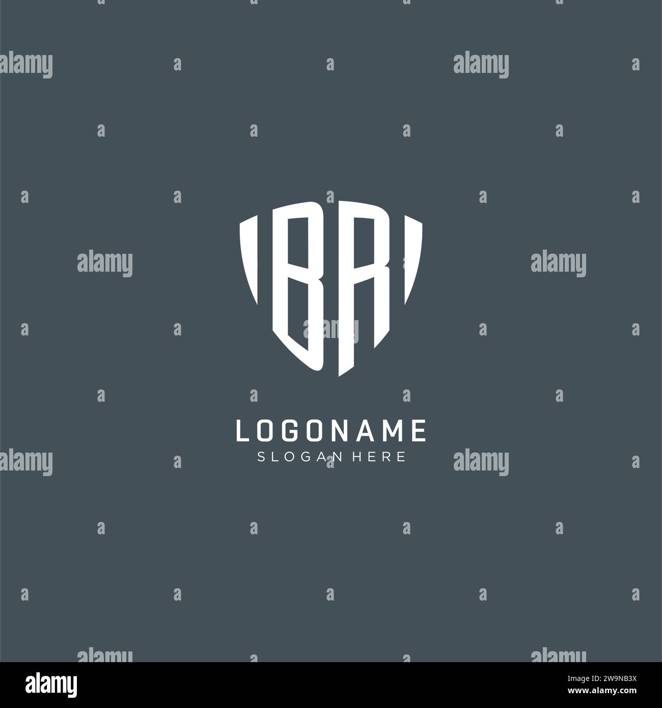 Initials BR logo shield guard shape, creative logo design concept ...