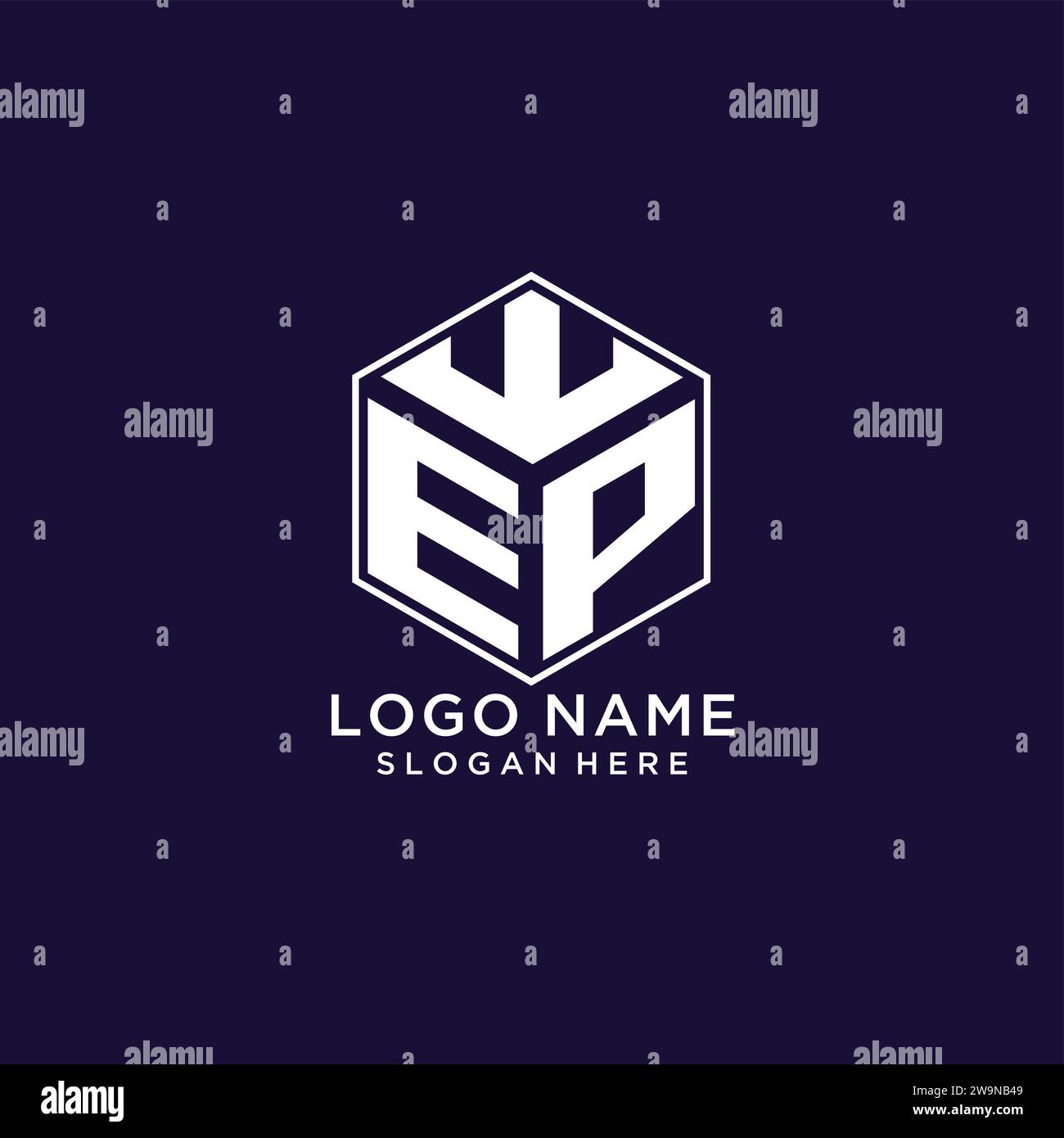 Initials EP logo hexagon shape, creative geometric logo design concept ...