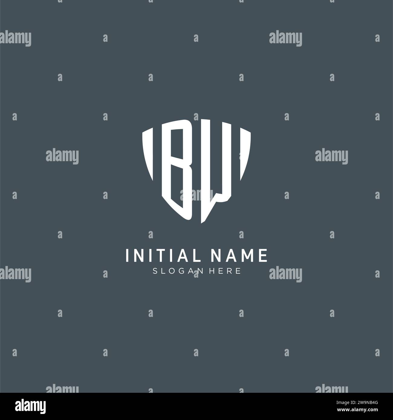 Initials BW logo shield guard shape, creative logo design concept ...