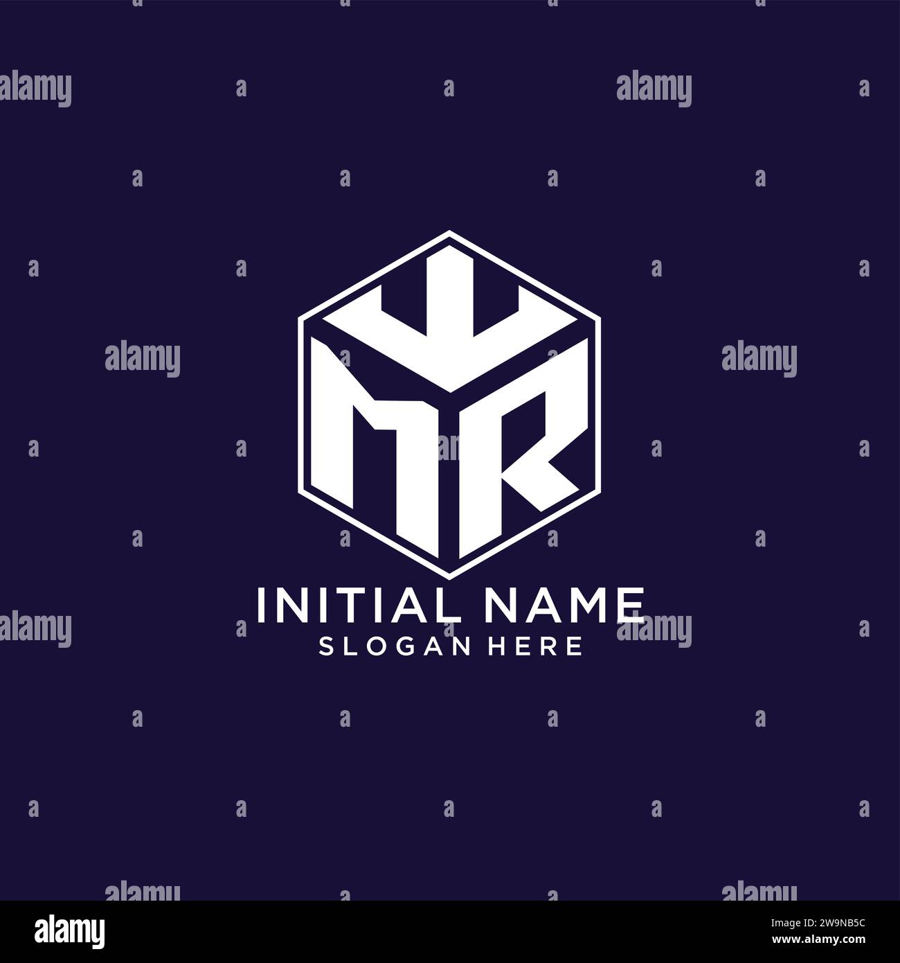 Initials MR logo hexagon shape, creative geometric logo design concept vector graphic Stock ...