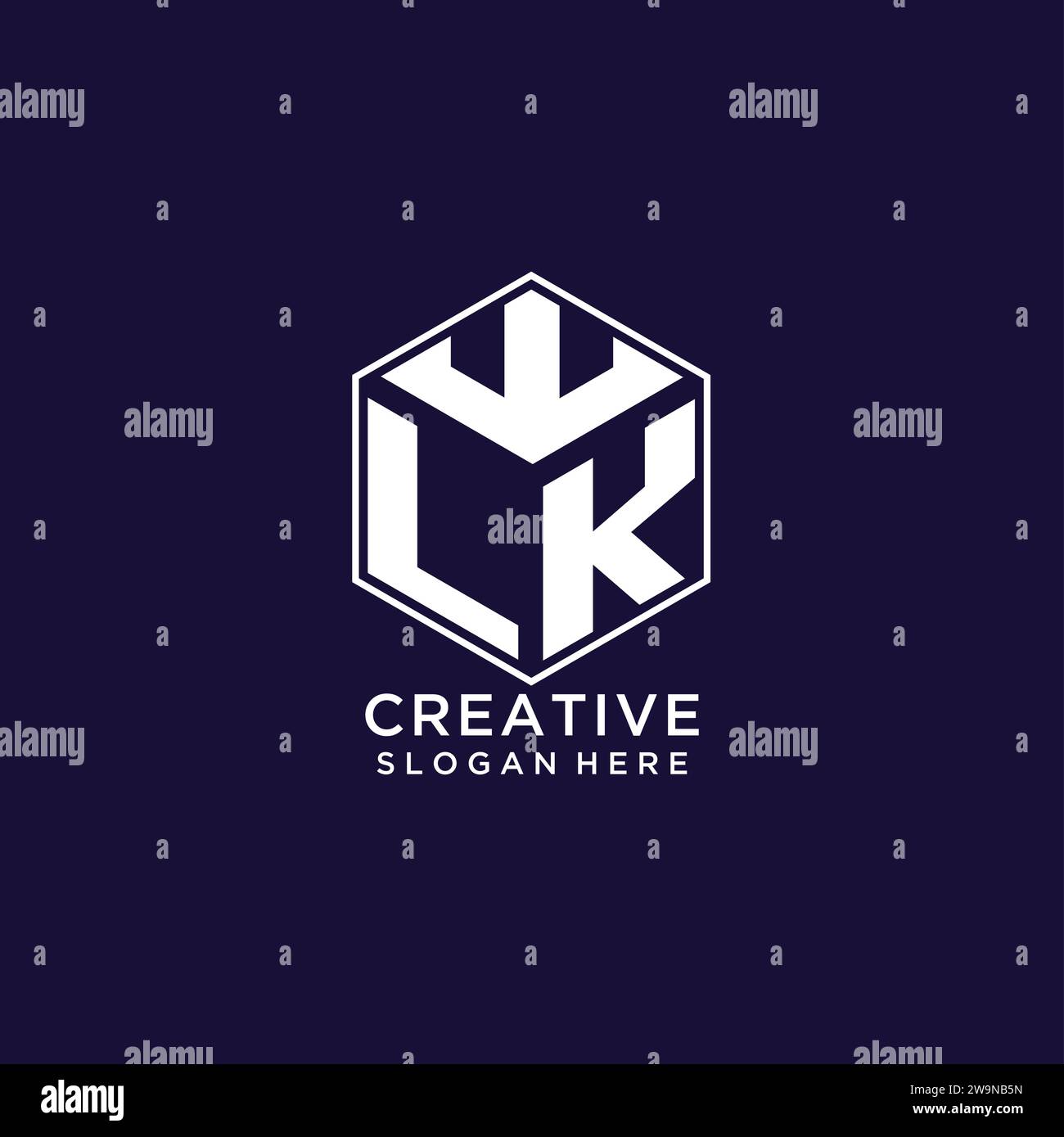 Initials LK logo hexagon shape, creative geometric logo design concept ...