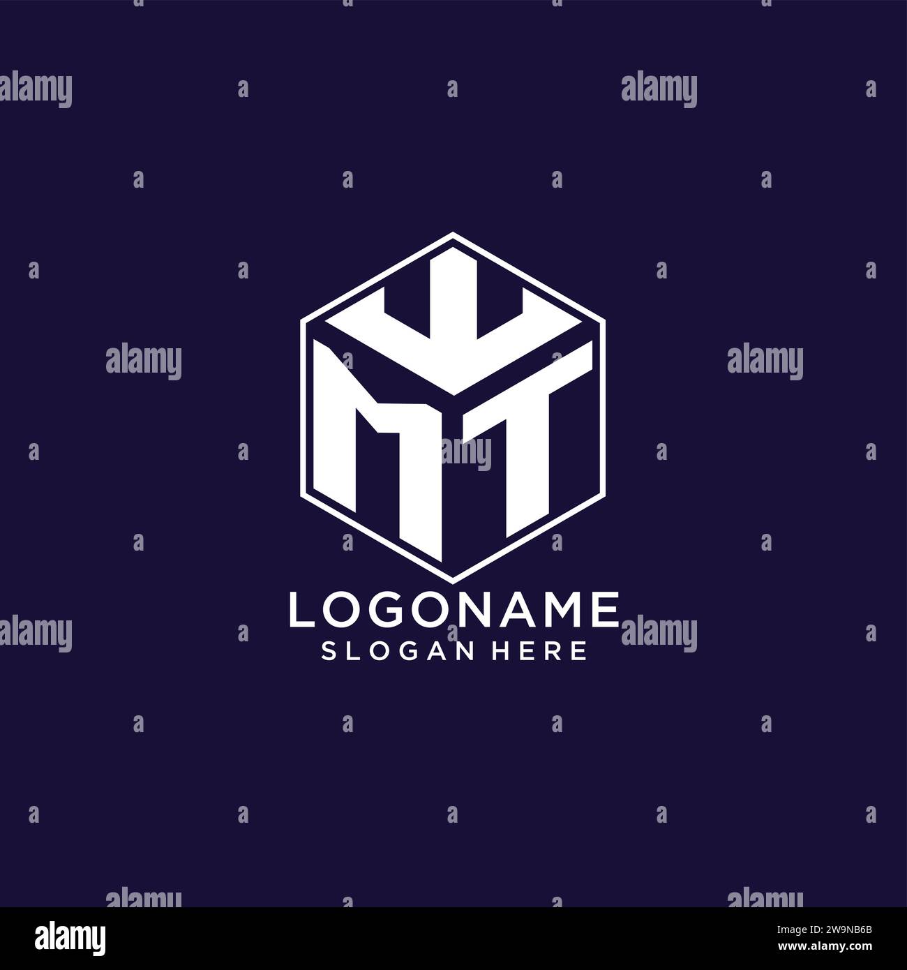 Initials MT logo hexagon shape, creative geometric logo design concept vector graphic Stock ...