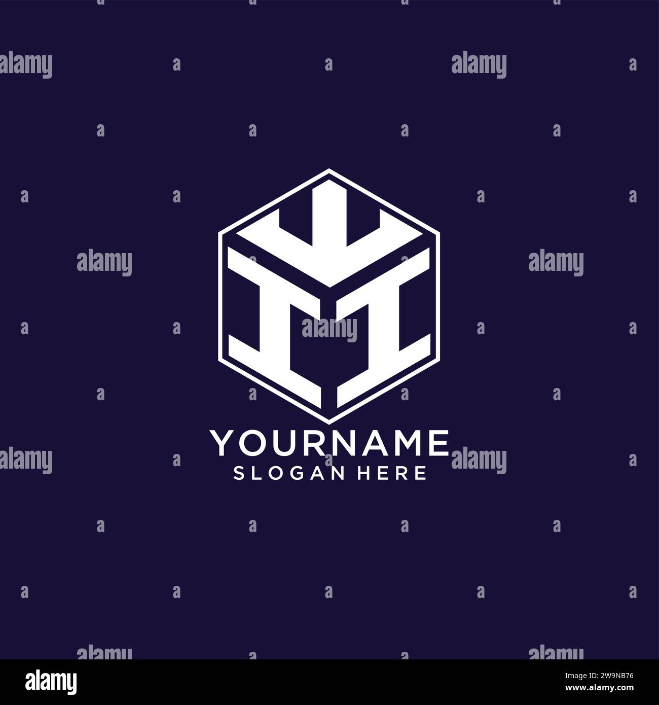 Initials II logo hexagon shape, creative geometric logo design concept ...