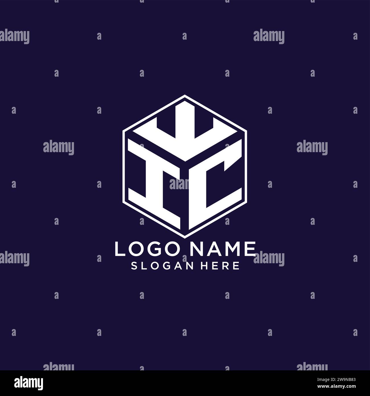 Initials IC logo hexagon shape, creative geometric logo design concept ...