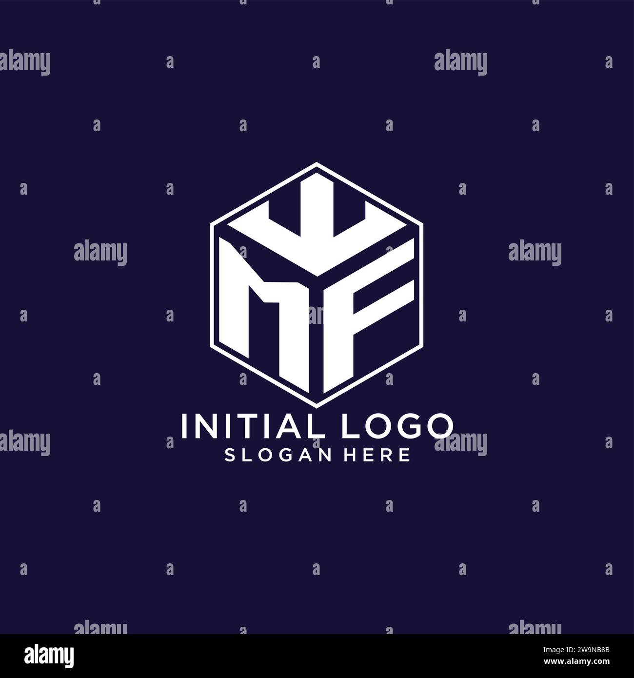 Initials MF logo hexagon shape, creative geometric logo design concept ...