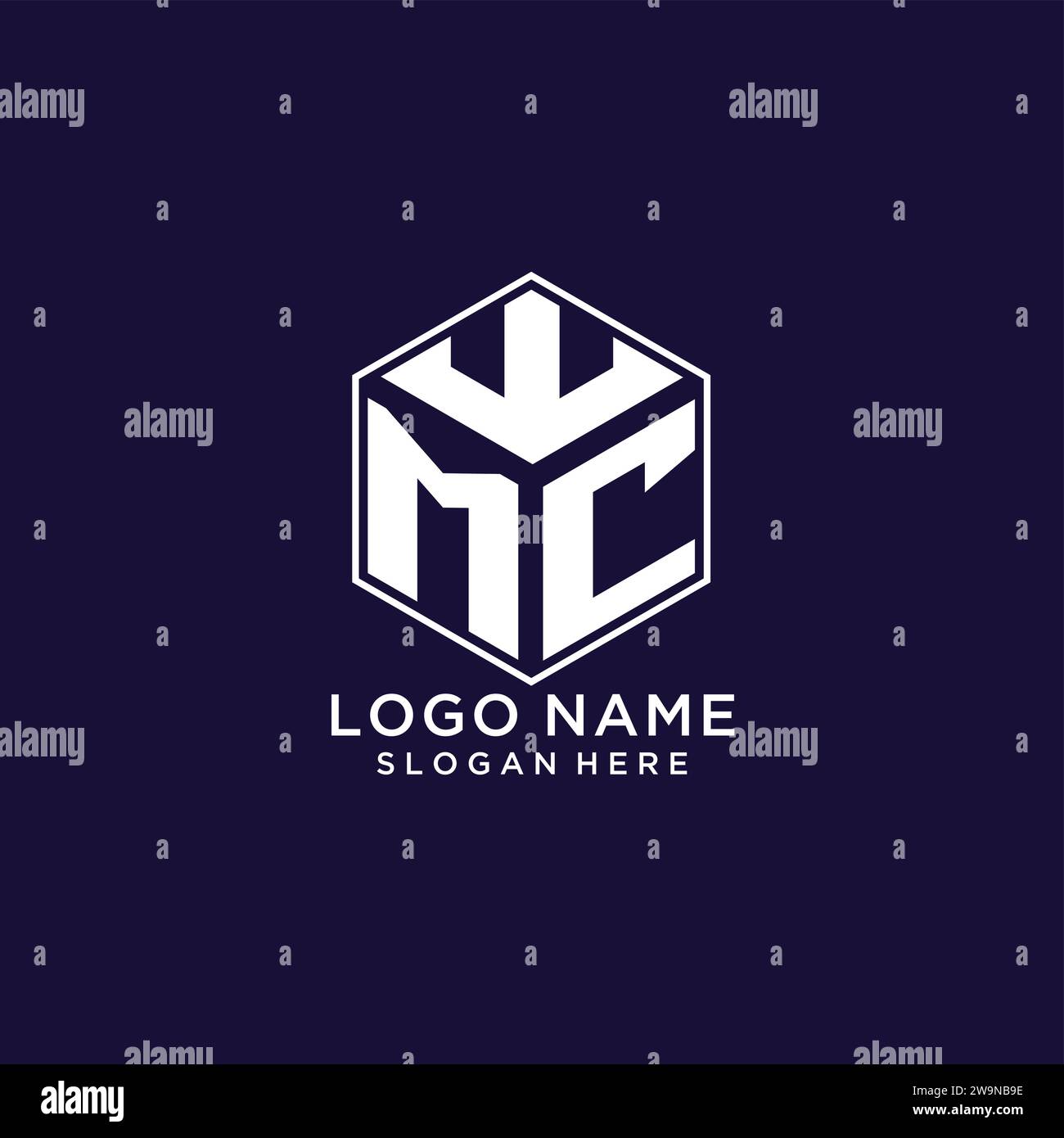 Initials MC logo hexagon shape, creative geometric logo design concept ...