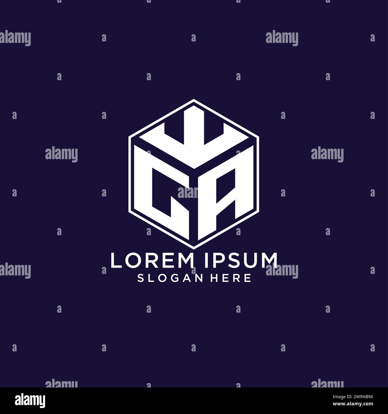 Initials GA logo hexagon shape, creative geometric logo design concept ...