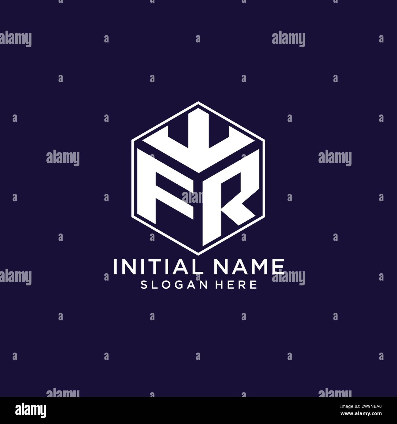 Initials FR logo hexagon shape, creative geometric logo design concept ...