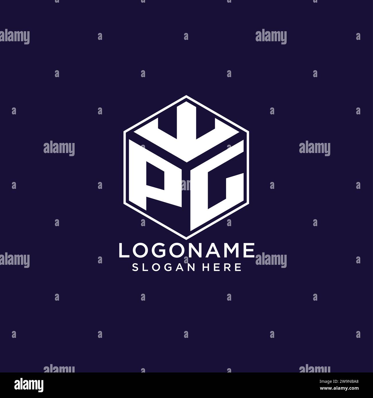 Initials PG logo hexagon shape, creative geometric logo design concept ...