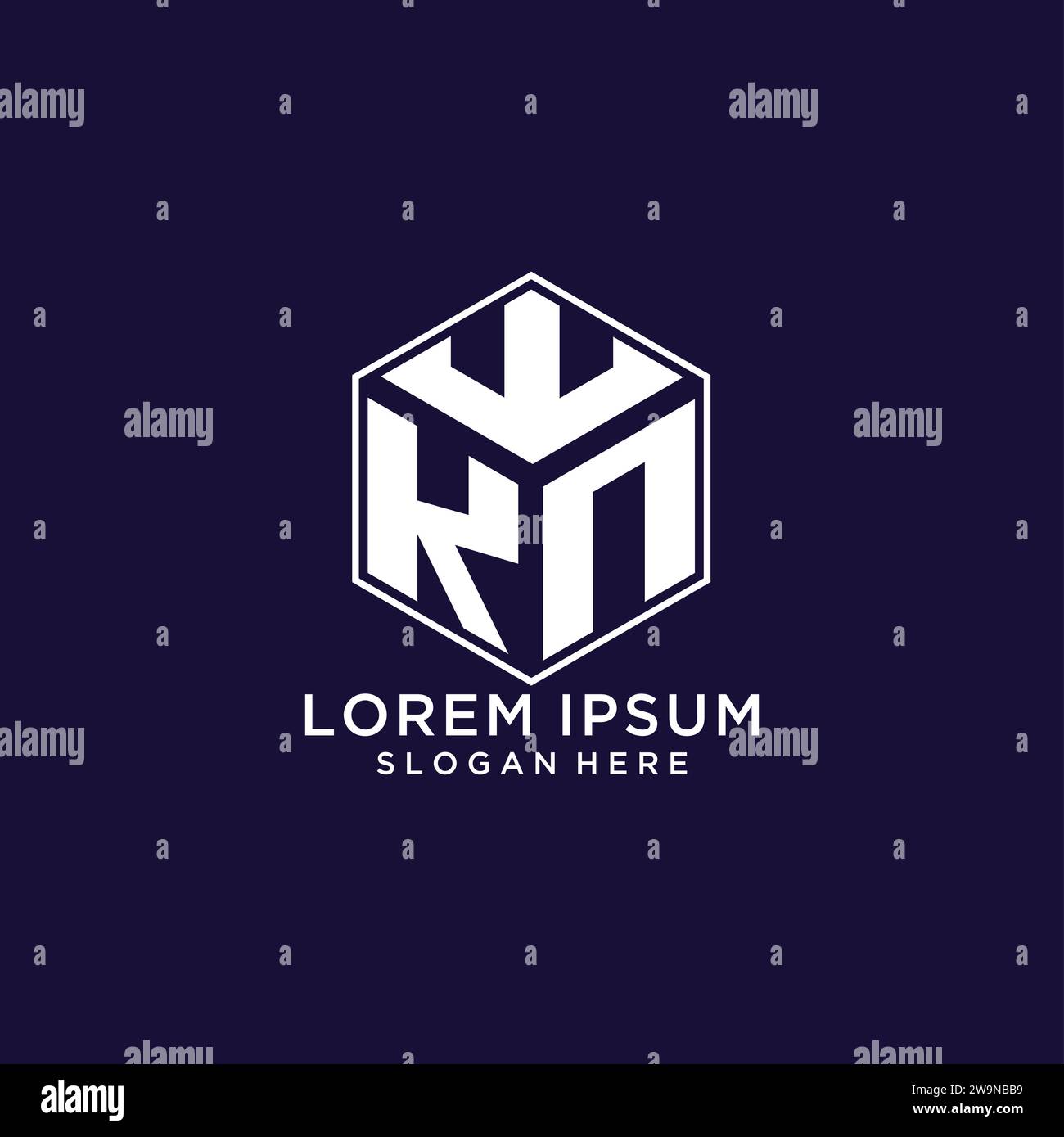 Initials KN logo hexagon shape, creative geometric logo design concept ...