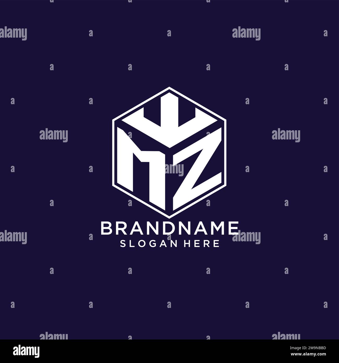 Initials MZ logo hexagon shape, creative geometric logo design concept ...