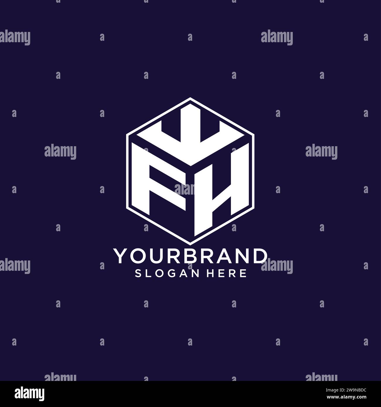 Initials FH logo hexagon shape, creative geometric logo design concept ...