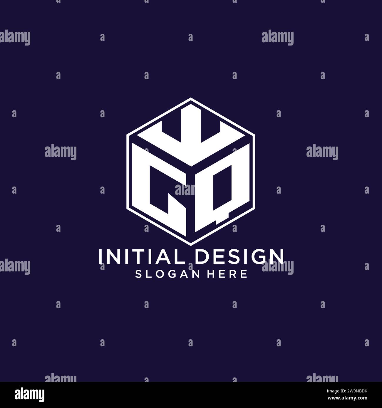 Initials GQ logo hexagon shape, creative geometric logo design concept vector graphic Stock ...