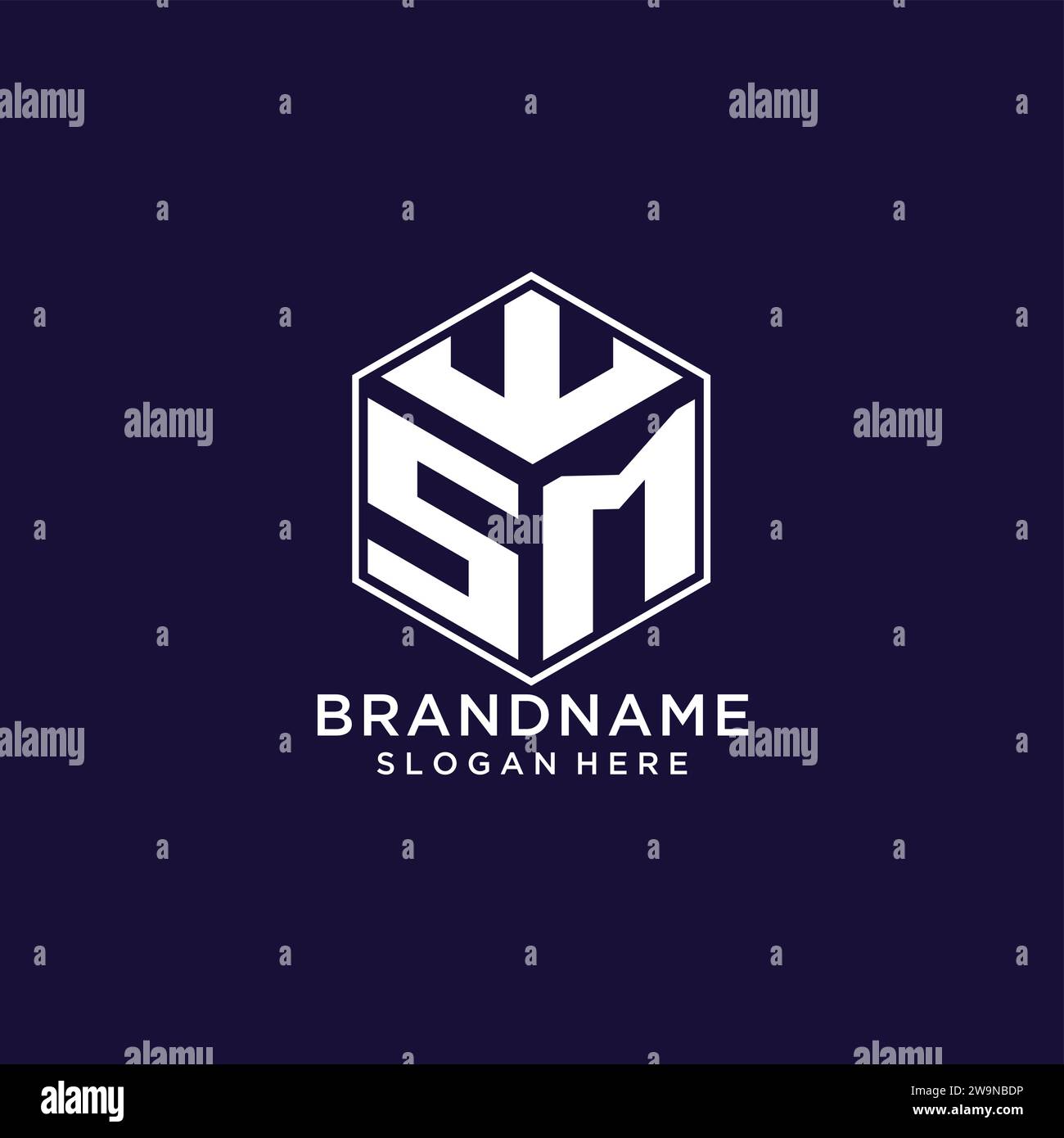 Initials SM logo hexagon shape, creative geometric logo design concept ...