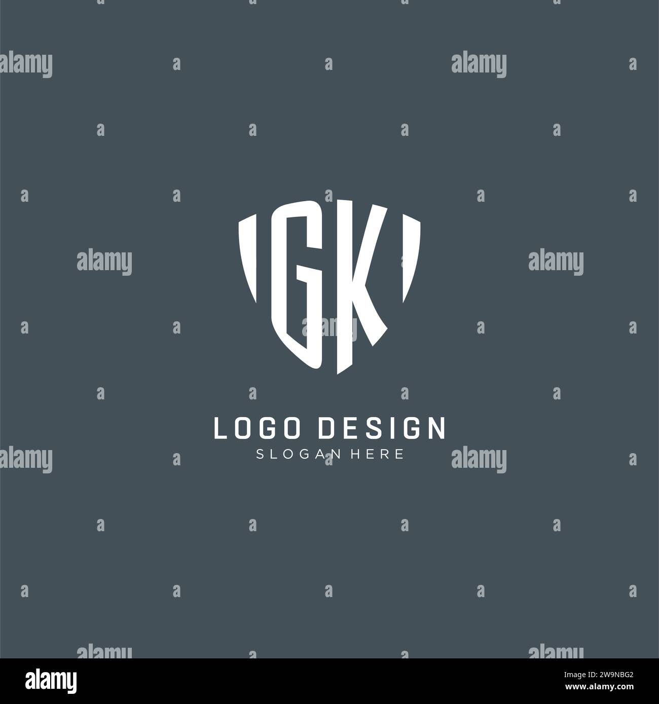 Initials GK logo shield guard shape, creative logo design concept ...
