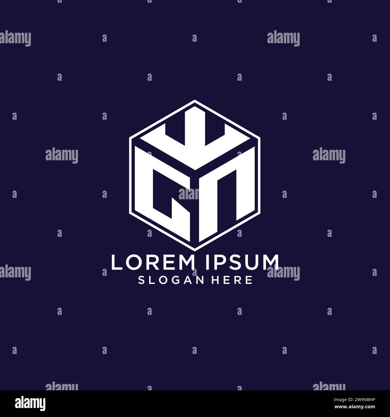 Initials GN logo hexagon shape, creative geometric logo design concept ...