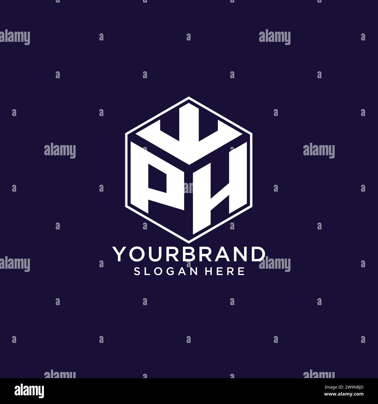 Initials PH logo hexagon shape, creative geometric logo design concept ...