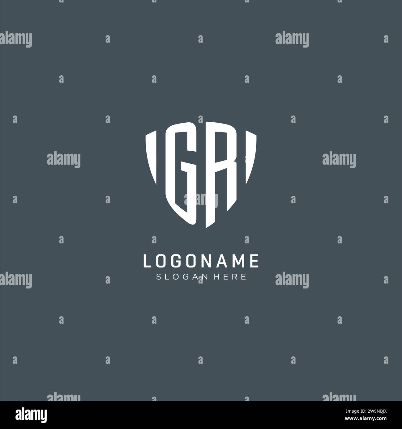 Initials GR logo shield guard shape, creative logo design concept ...