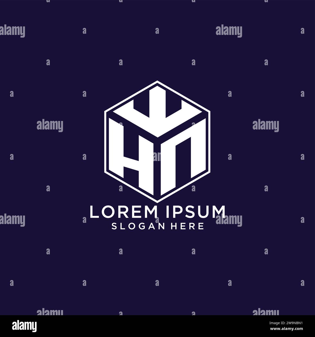 Initials HN logo hexagon shape, creative geometric logo design concept ...