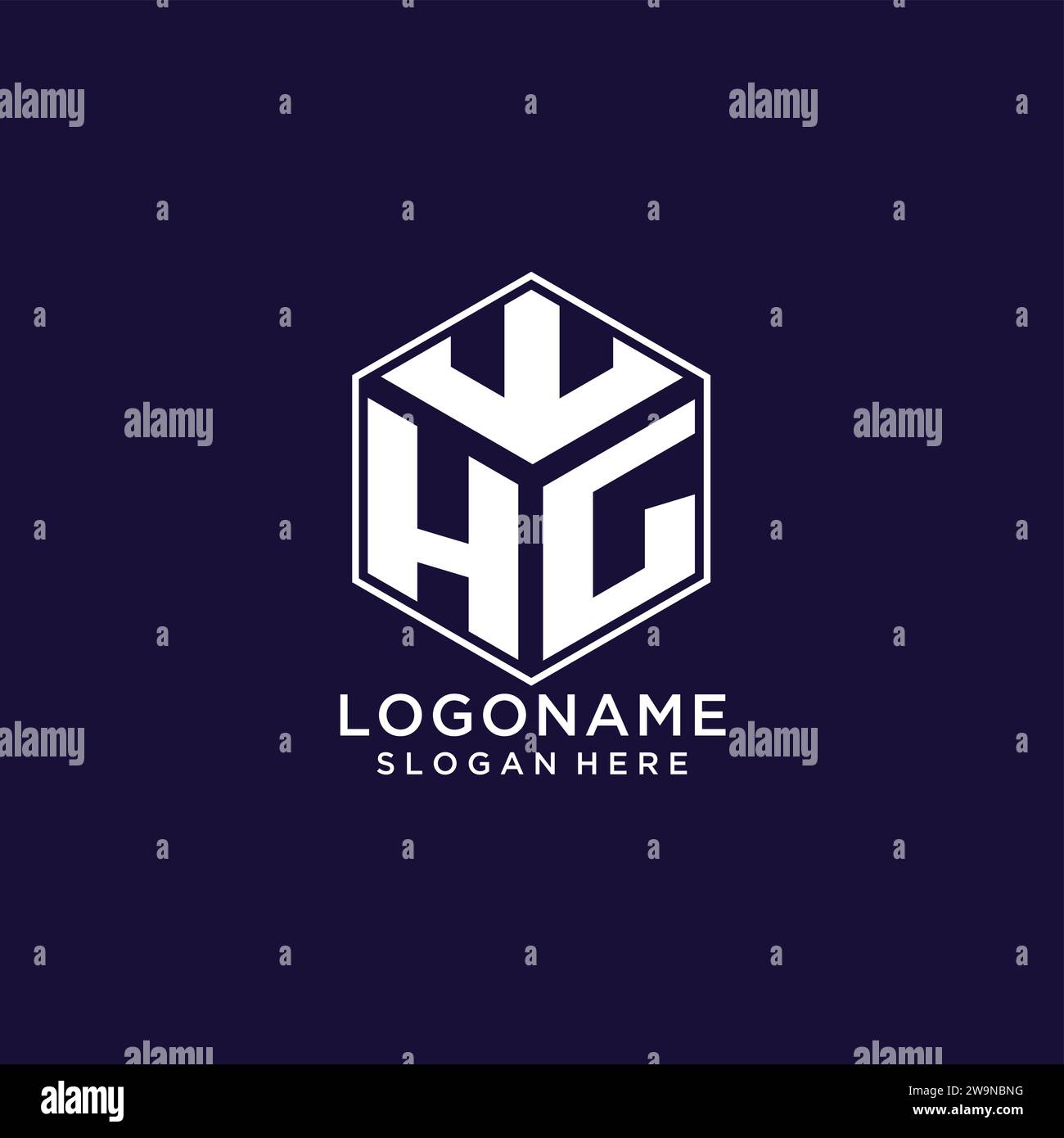 Initials HG logo hexagon shape, creative geometric logo design concept ...