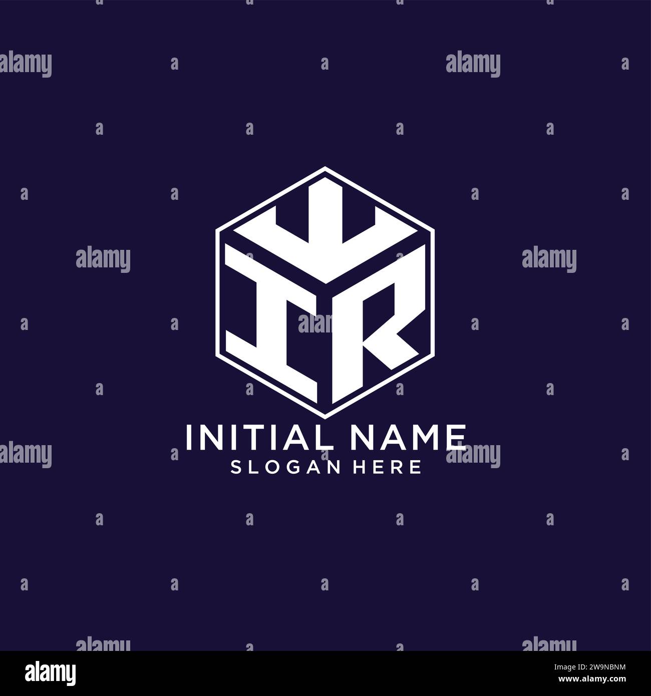 Initials IR logo hexagon shape, creative geometric logo design concept ...