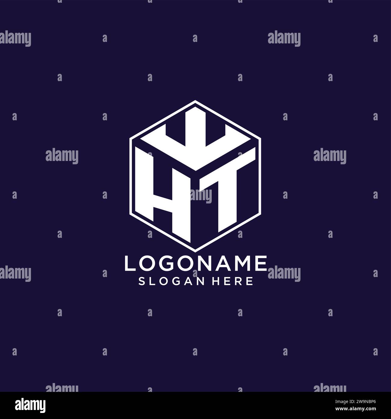 Initials HT logo hexagon shape, creative geometric logo design concept ...