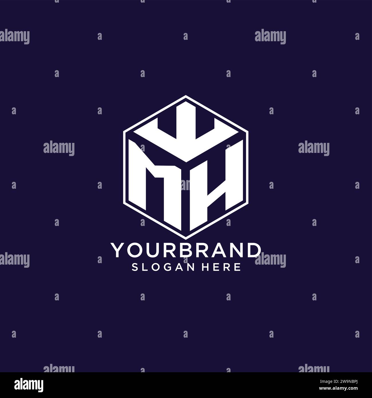 Initials MH logo hexagon shape, creative geometric logo design concept ...