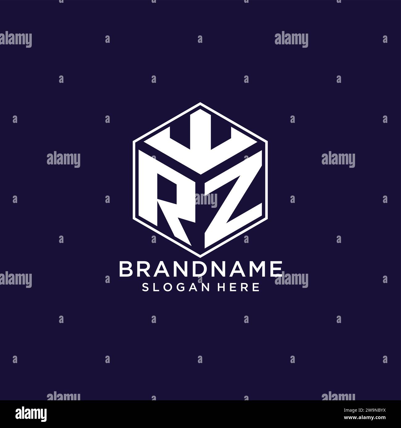 Initials RZ logo hexagon shape, creative geometric logo design concept ...