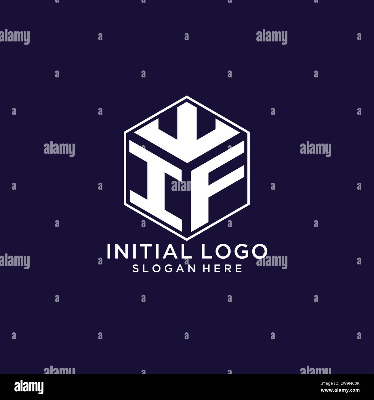 Initials IF logo hexagon shape, creative geometric logo design concept ...