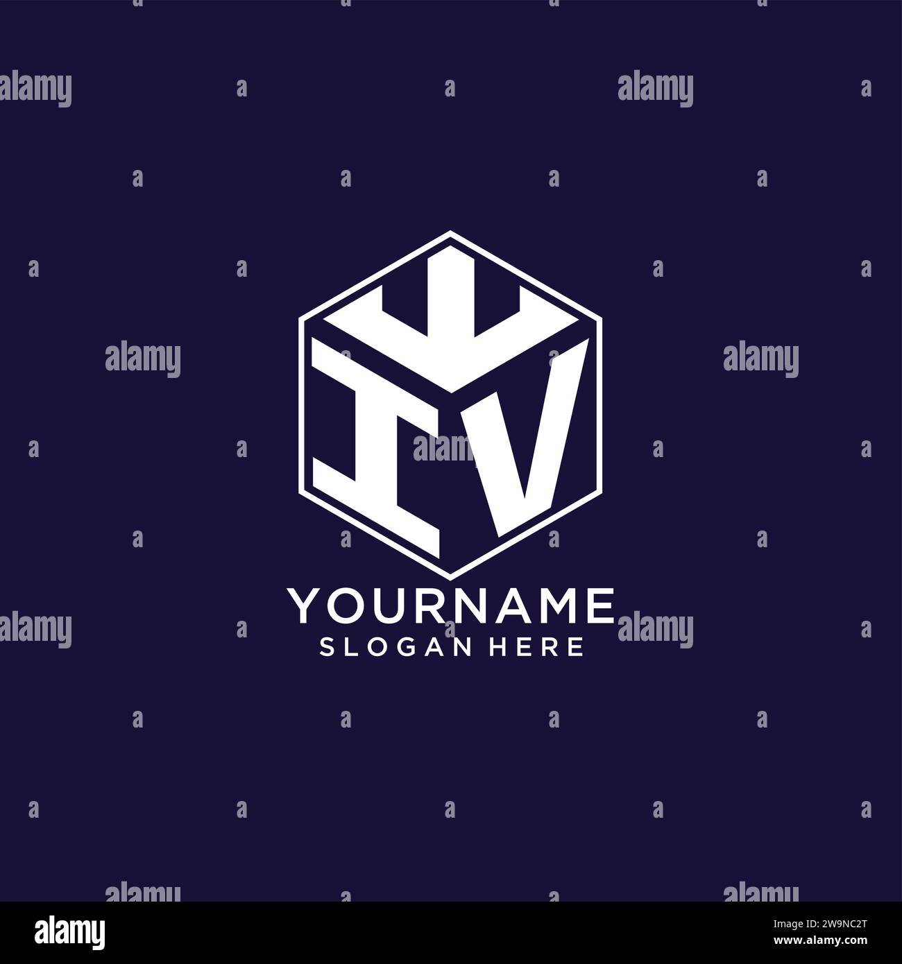 Initials IV logo hexagon shape, creative geometric logo design concept ...