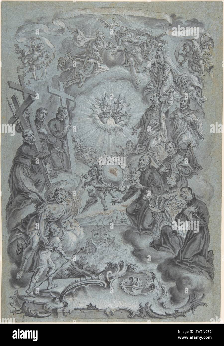 A Study for a Frontispiece: The Trinity and Saints surrounding the ...