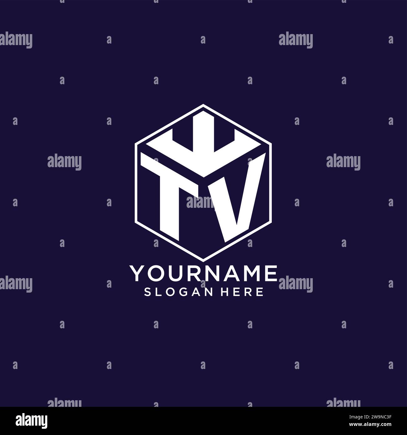 Initials TV logo hexagon shape, creative geometric logo design concept ...