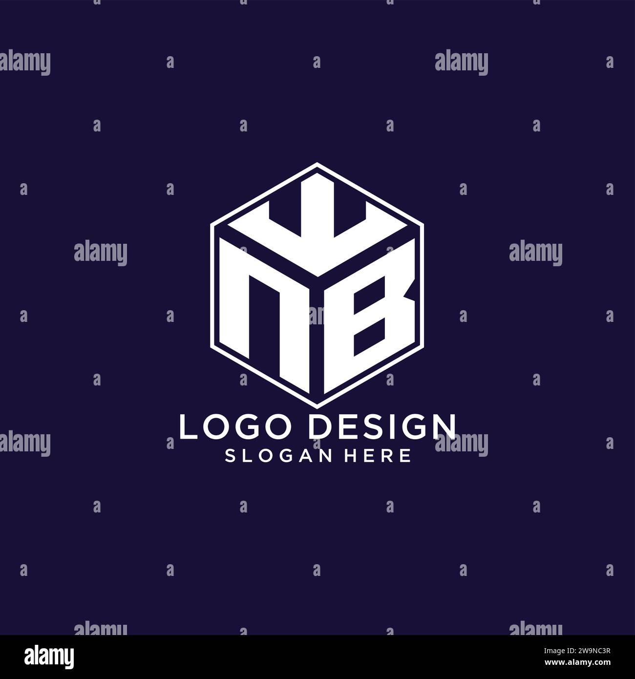 Initials NB logo hexagon shape, creative geometric logo design concept ...