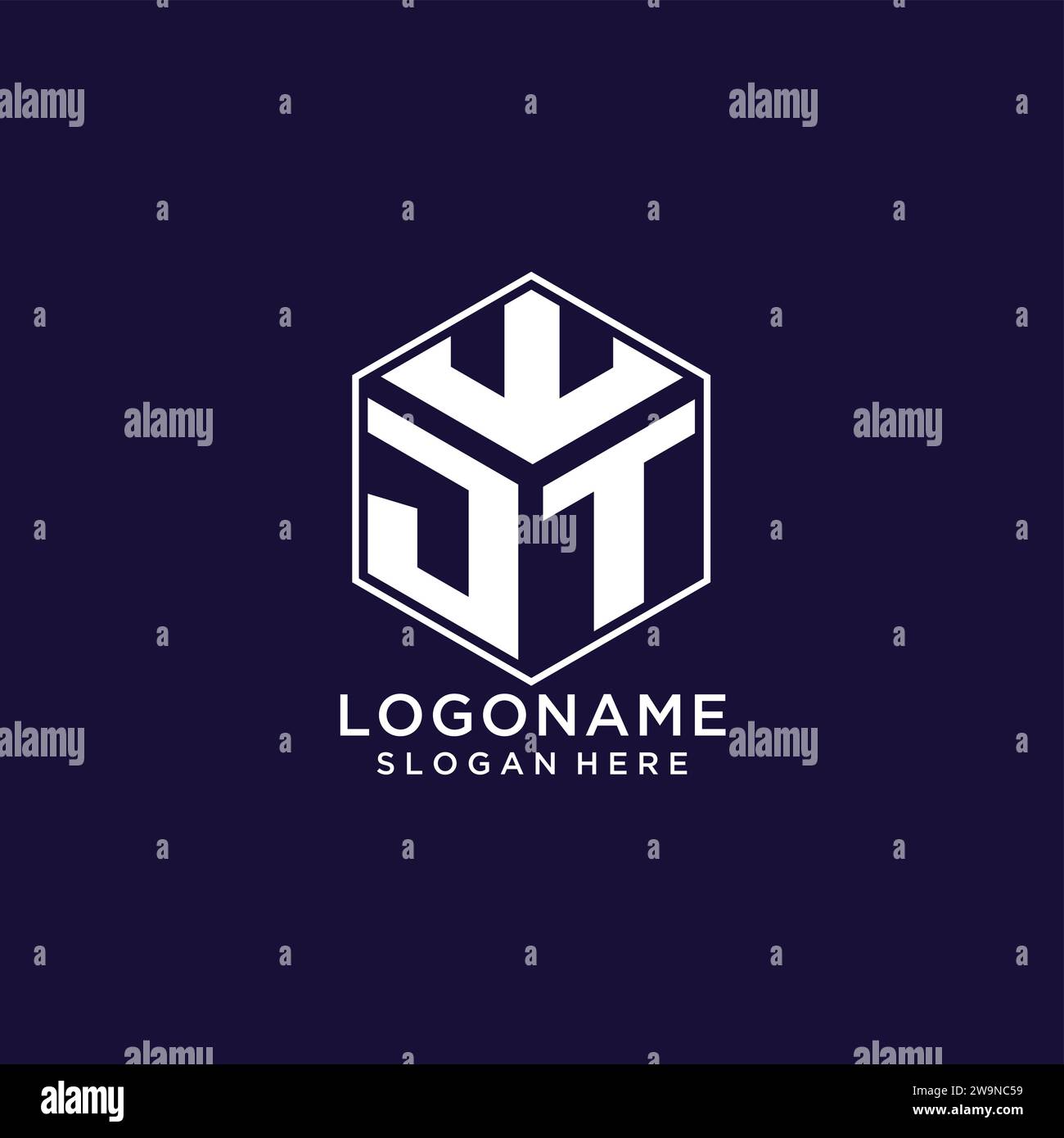 Initials JT logo hexagon shape, creative geometric logo design concept vector graphic Stock ...