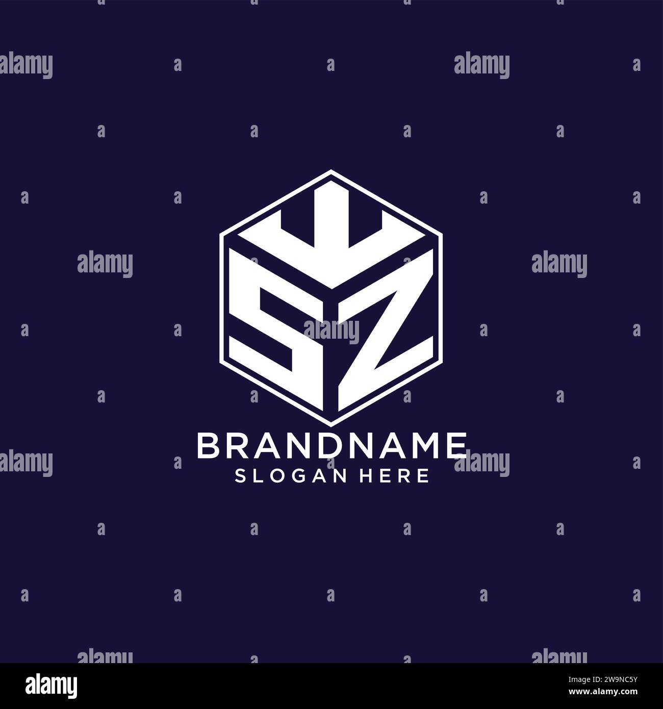 Initials SZ logo hexagon shape, creative geometric logo design concept ...