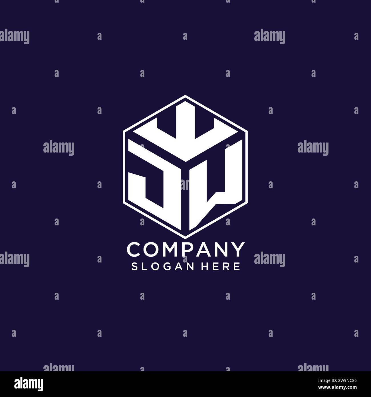 Initials JW logo hexagon shape, creative geometric logo design concept ...