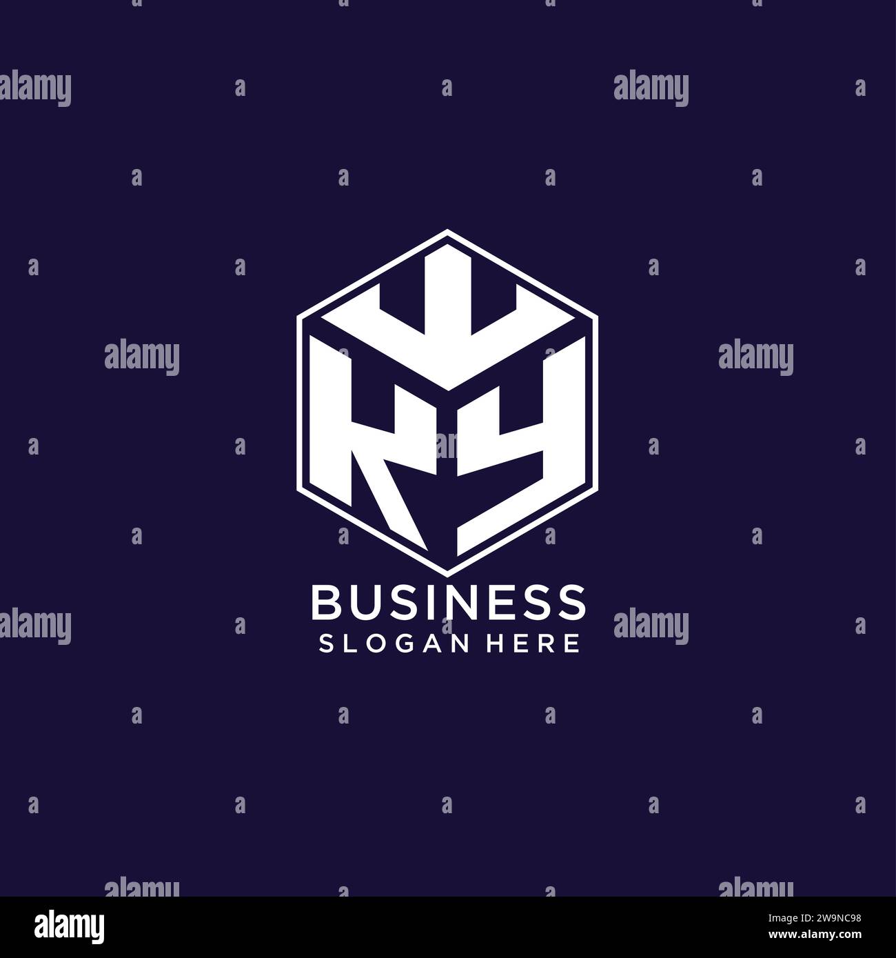 Initials KY logo hexagon shape, creative geometric logo design concept ...