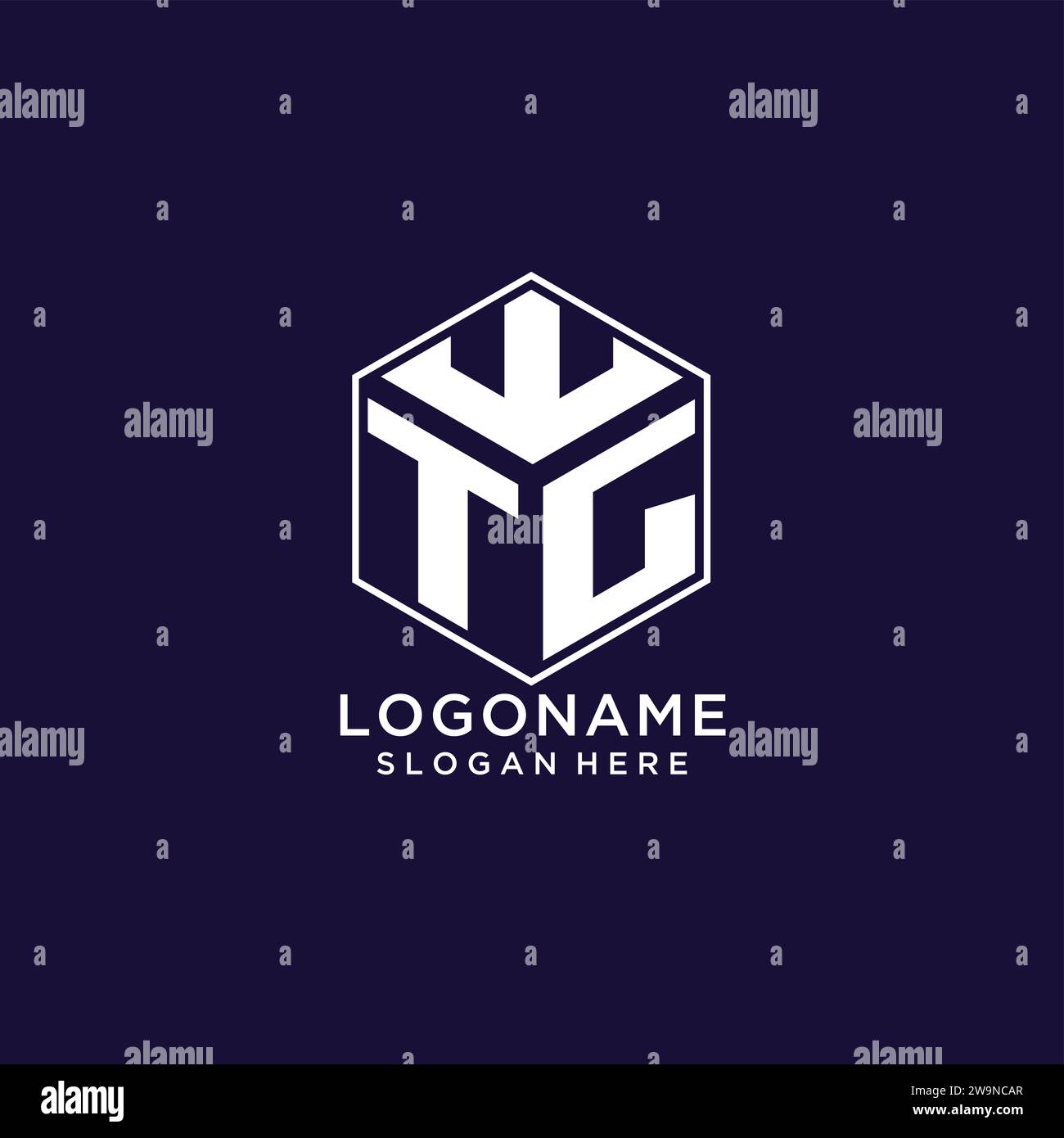 Initials TG logo hexagon shape, creative geometric logo design concept ...