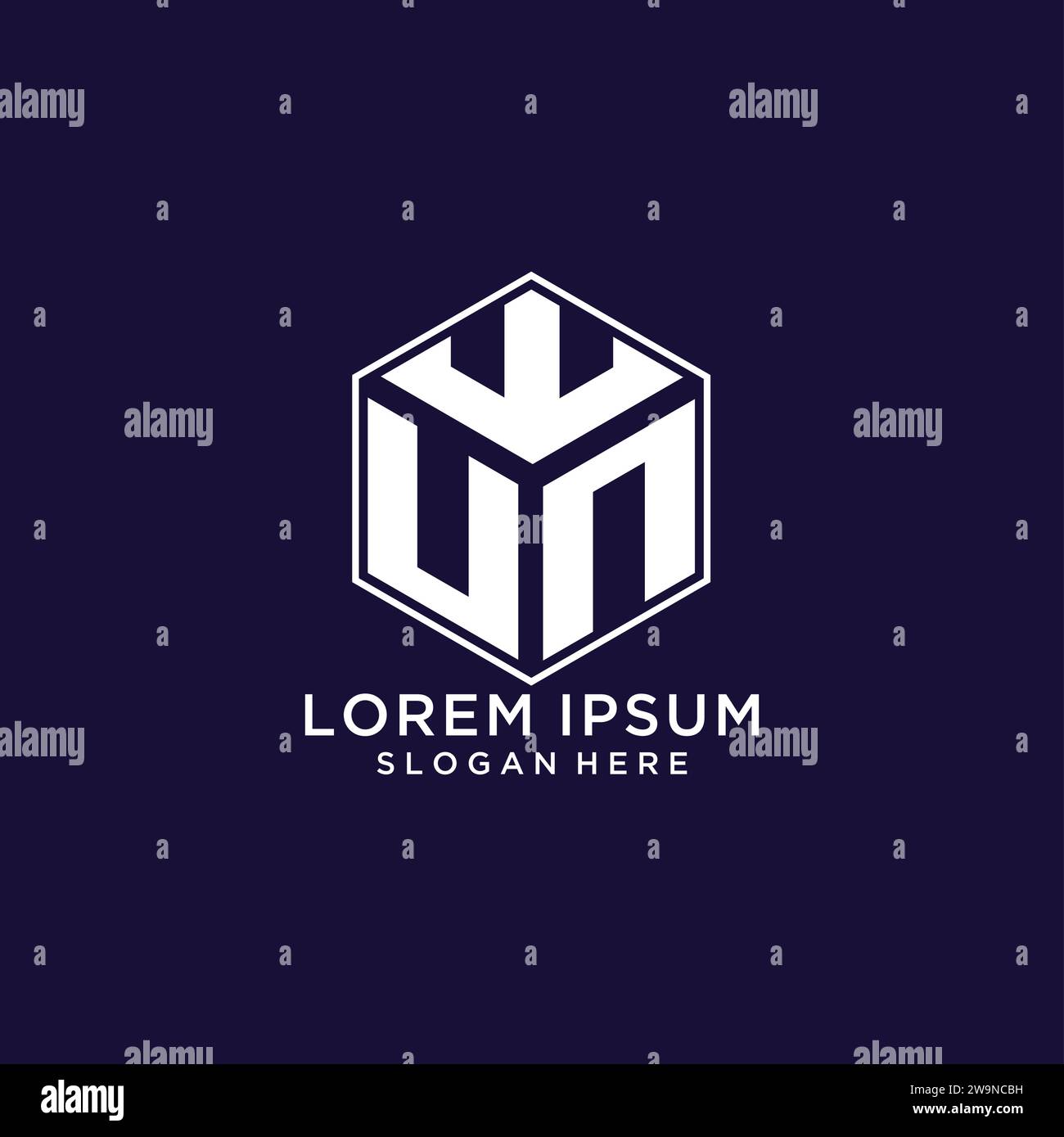 Initials UN logo hexagon shape, creative geometric logo design concept ...