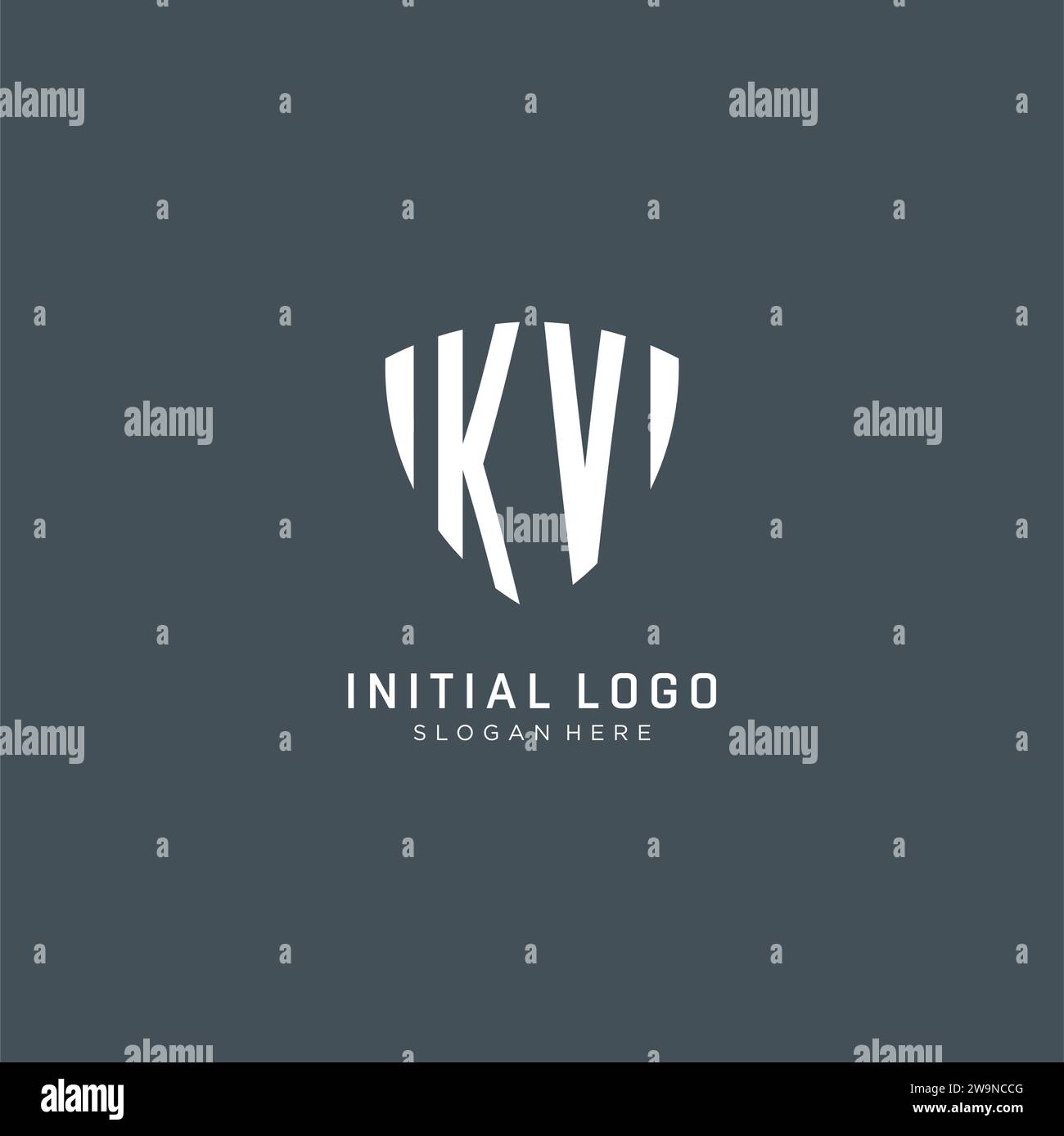 Initials KV logo shield guard shape, creative logo design concept ...