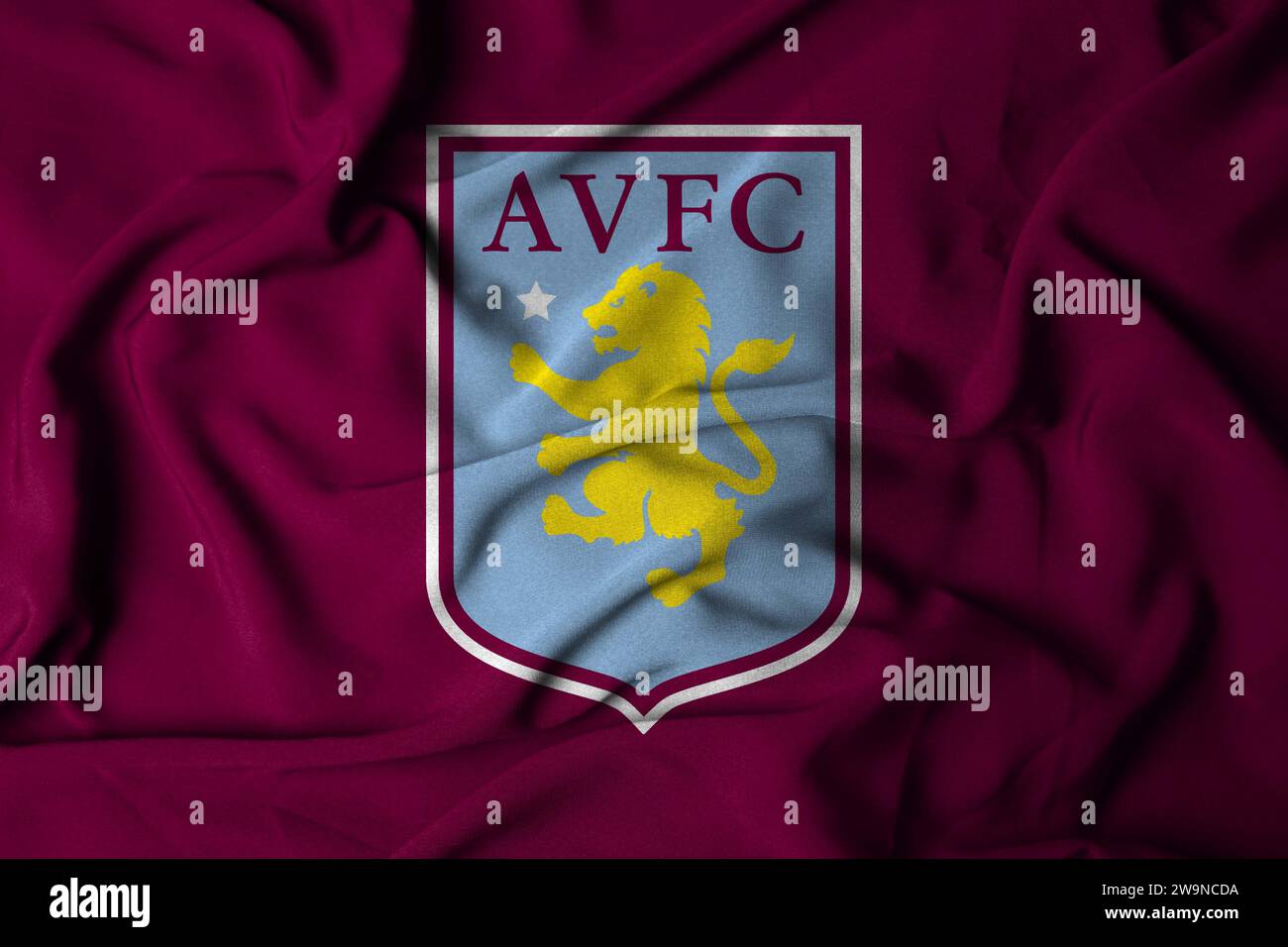 selective focus of Aston Villa (AVFC) logo. a professional football ...
