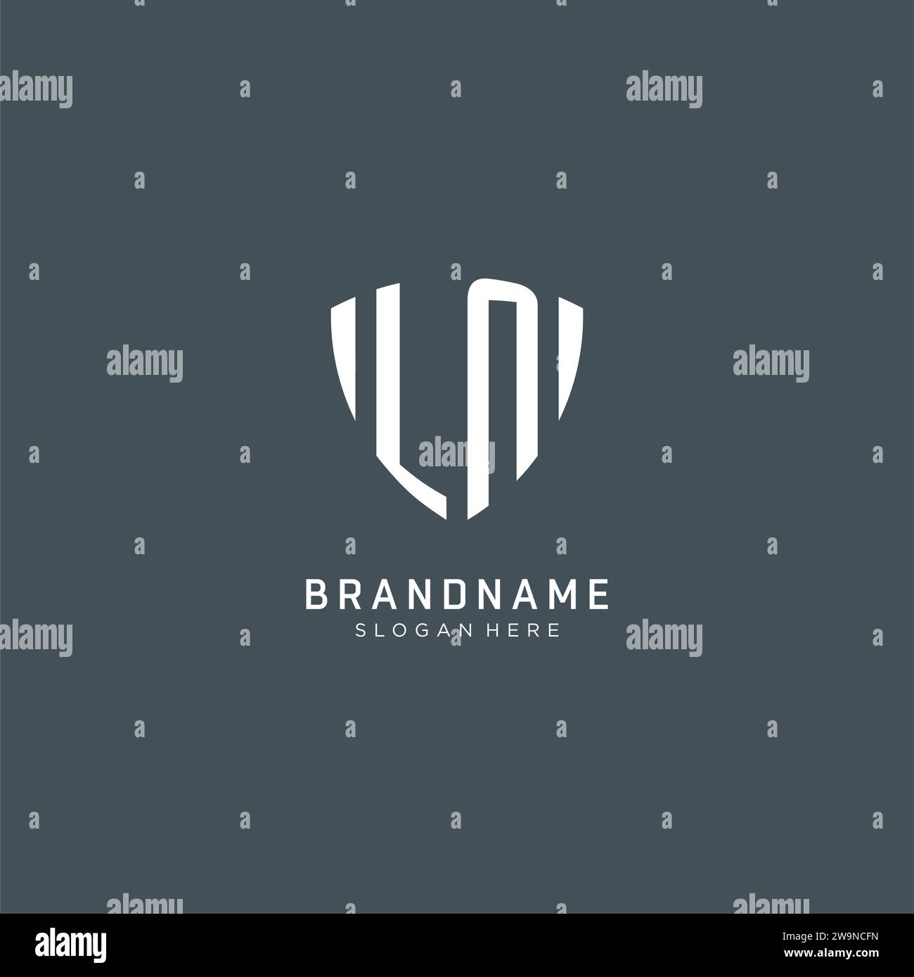 Initials LN logo shield guard shape, creative logo design concept vector graphic Stock Vector ...