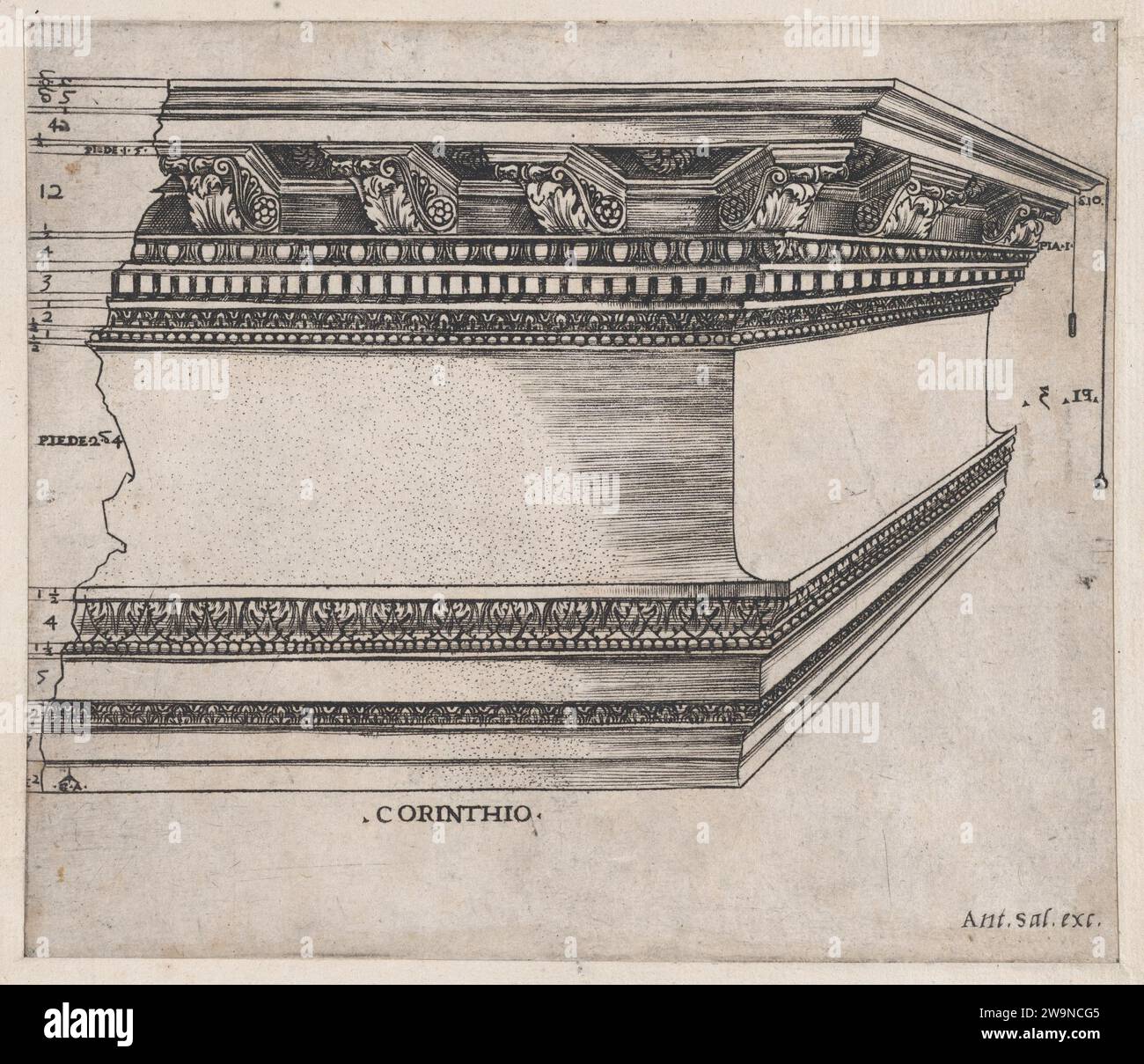 Corinthian entablature, from "Speculum Romanae Magnificentiae" 1941 by ...