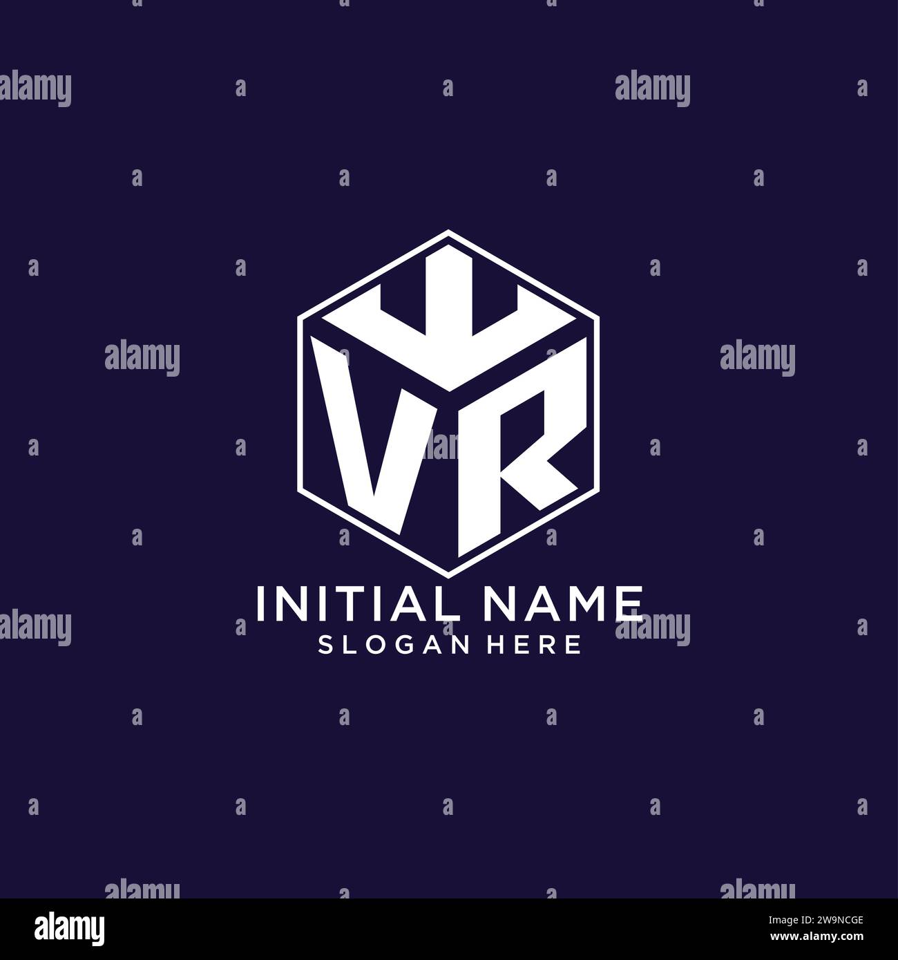 Initials VR logo hexagon shape, creative geometric logo design concept vector graphic Stock ...