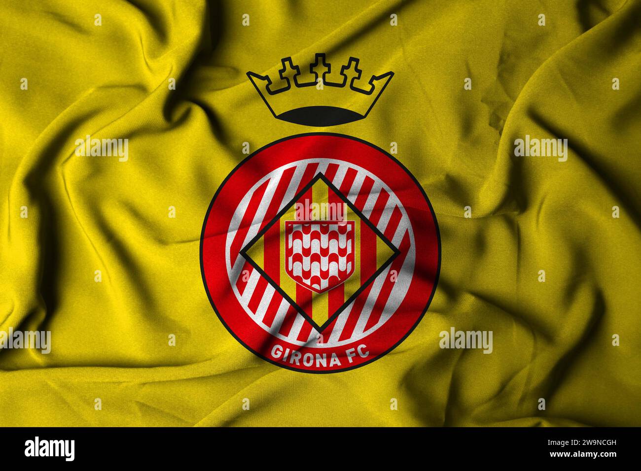 selective focus of Girona fc logo. Spanish football club with flowing ...